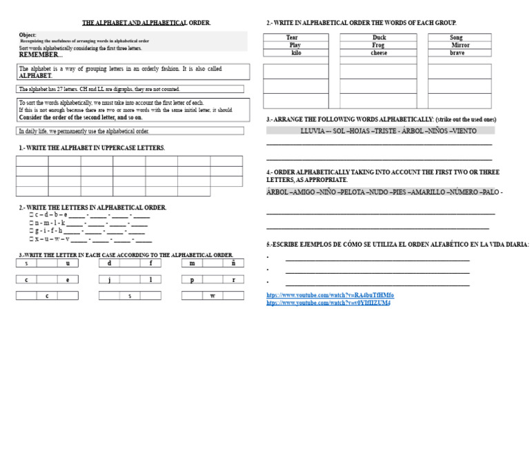 Alphabetical Order Activities Guide | PDF | Orthography | Written ...