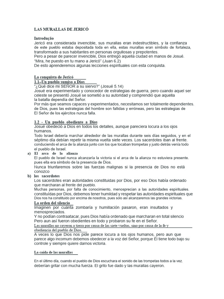 ¿Qué Aprendemos de La Caída de Las Murallas de Jericó? | PDF | Joshua | Arca de la Alianza