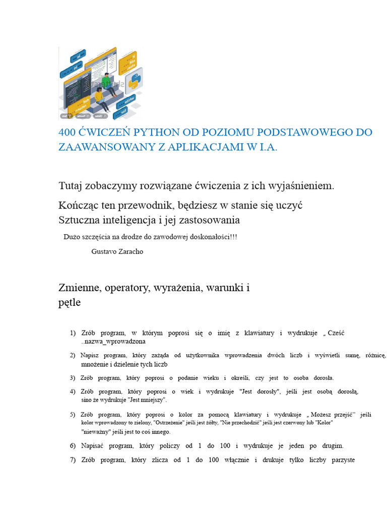 400 ĆWICZEŃ Z PYTHONA OD POZIOMU PODSTAWOWEGO DO ZAAWANSOWANEGO Z ...