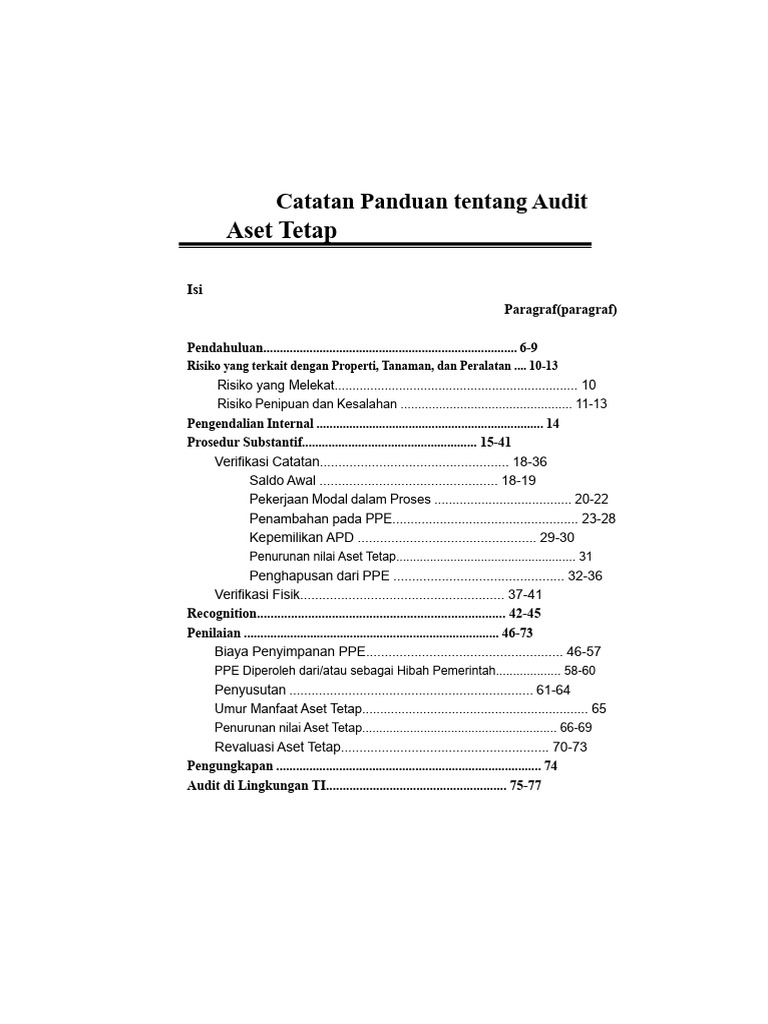 Panduan Audit Aset Tetap dan PPE | PDF