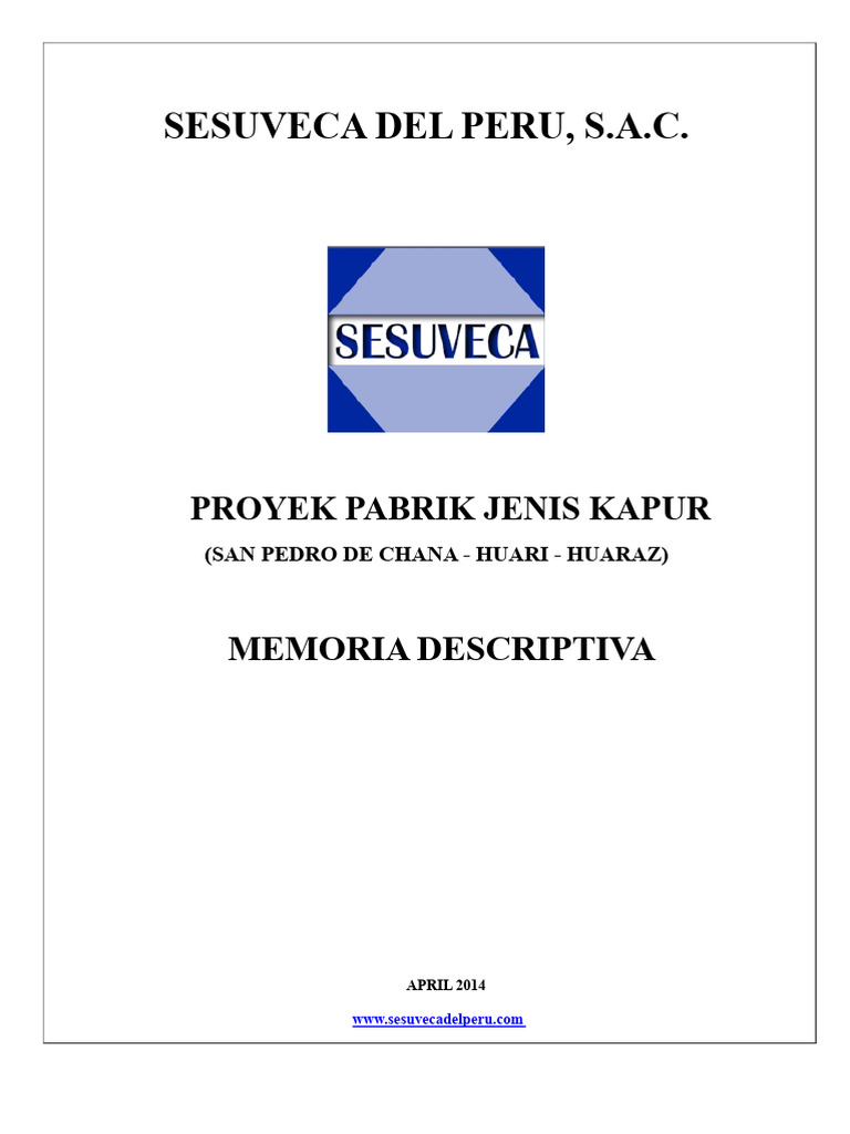 Proyek Pabrik Kapur Sesuveca Peru | PDF