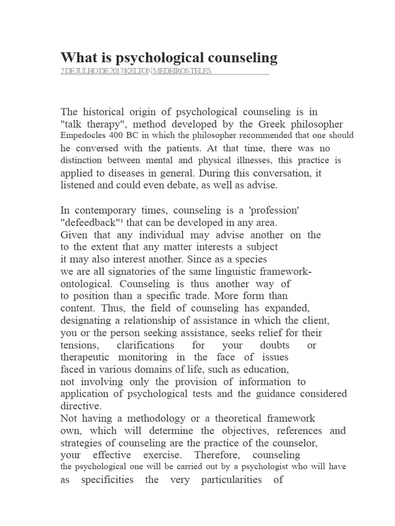 What Is Psychological Counseling? | PDF | Psychotherapy | Counseling Psychology