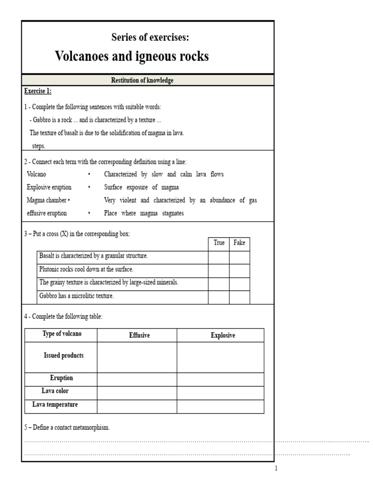 The Formation of Igneous Rocks Exercise series-PDF-3 | PDF | Igneous ...