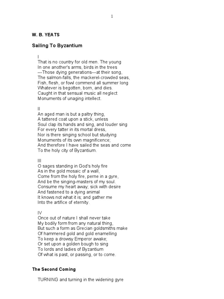 Sailing To Byzantium: W. B. Yeats | PDF | Nature