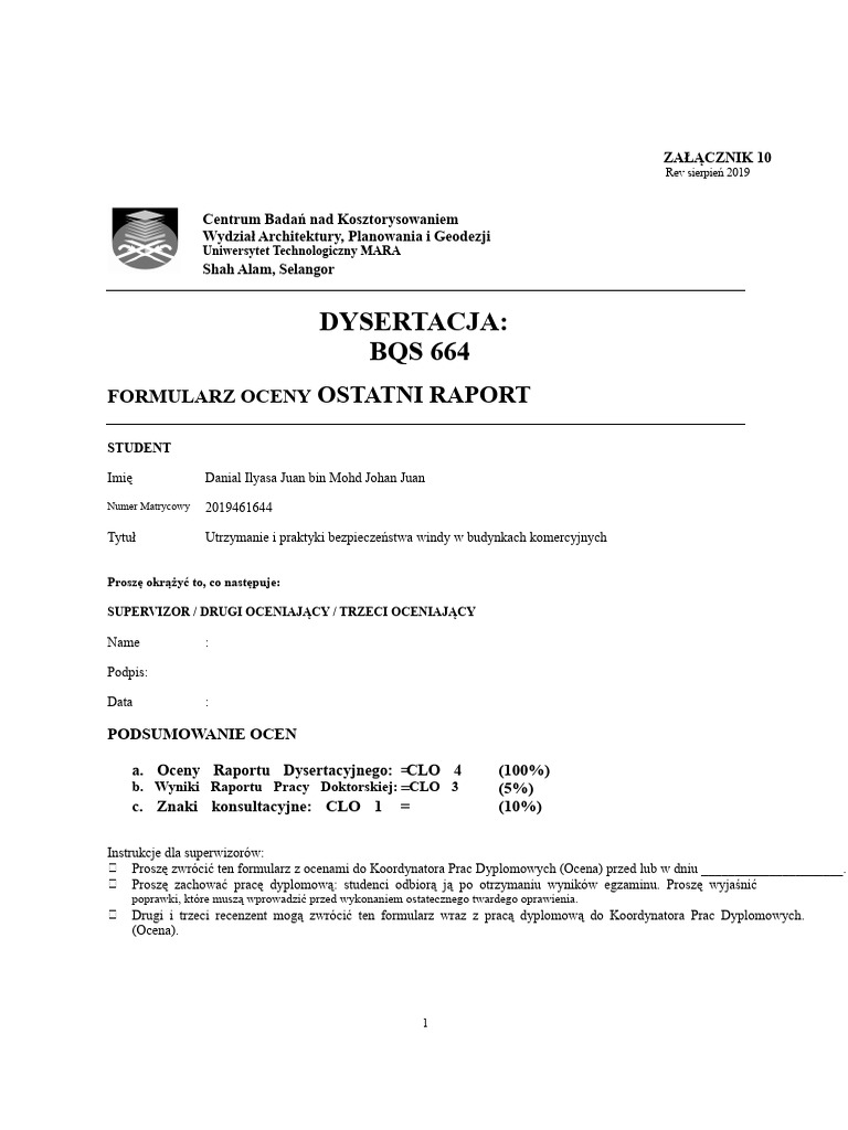 Formularz Oceny | PDF