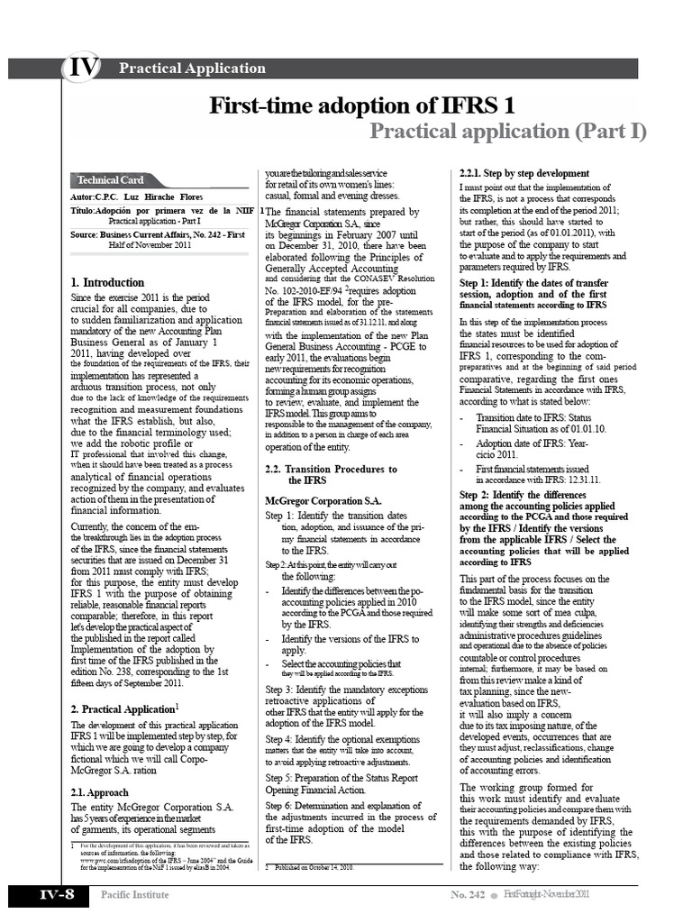 First-Time Adoption of IFRS 1 | PDF | Income Statement | International ...