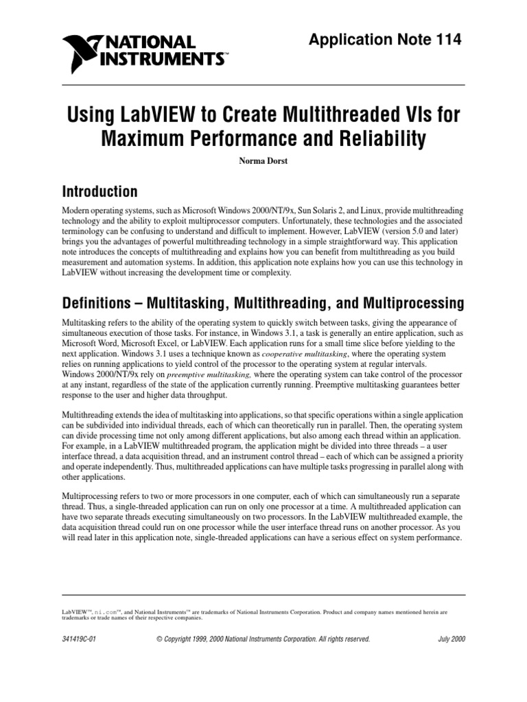 Using Labview To Create Multithreaded Vis | PDF | Thread (Computing) | Parallel Computing