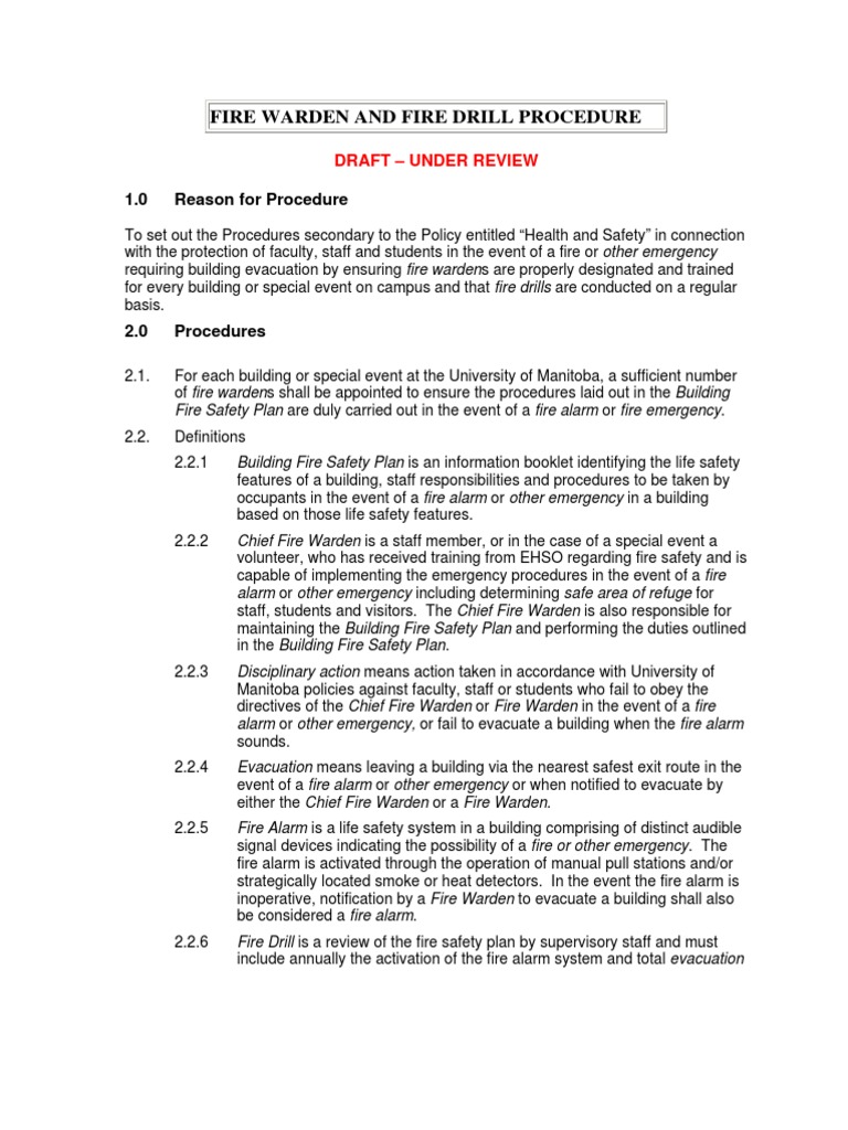 Fire Warden and Fire Drill Procedure | PDF | Firefighting | Fire Safety