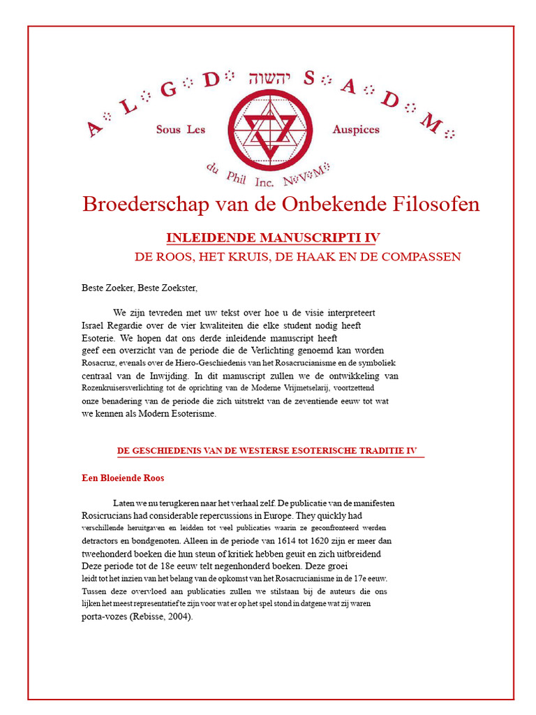 IFD - Geschiedenis Esoterisme - Manuscript 4 | PDF