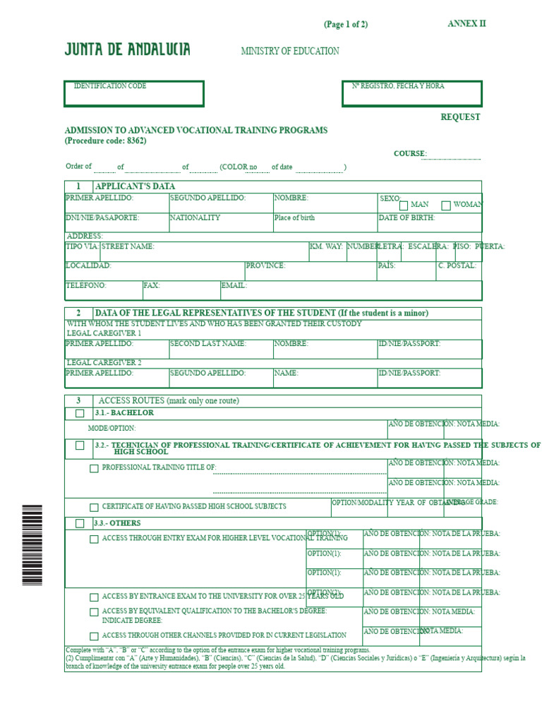 Application - Admission To Higher Level Vocational Training in Full ...