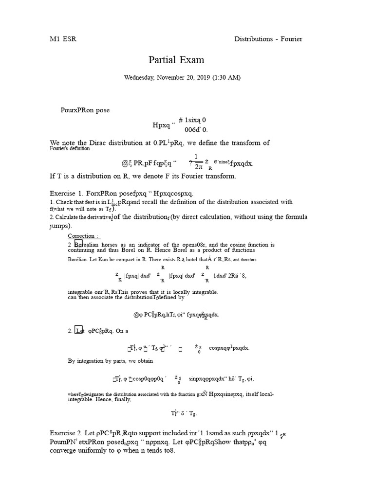 M1 CC Corrected | PDF | Distribution (Mathematics) | Fourier Series