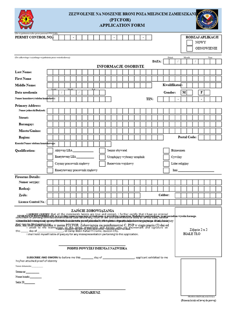 Formularz Aplikacyjny Ptcfor-2 | PDF