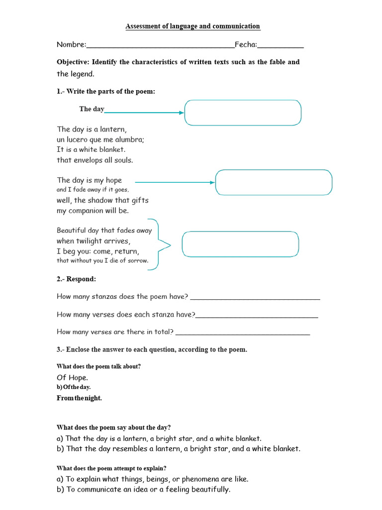 Evaluation Poem and Fable | PDF | Poetry