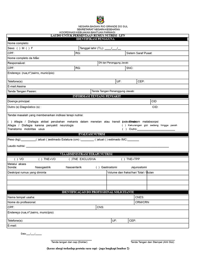 LAPORAN UNTUK PERMINTAAN RUMUS NUTRISI | PDF