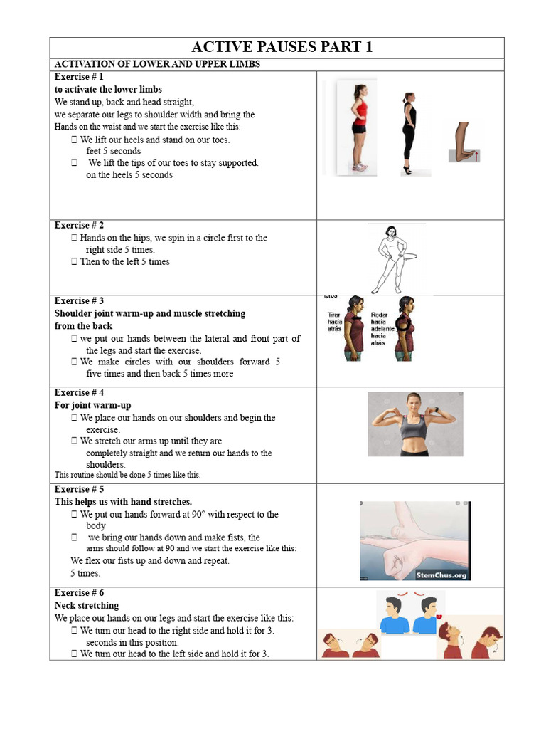 Exercises Breaks | PDF | Anatomical Terms Of Motion | Musculoskeletal ...