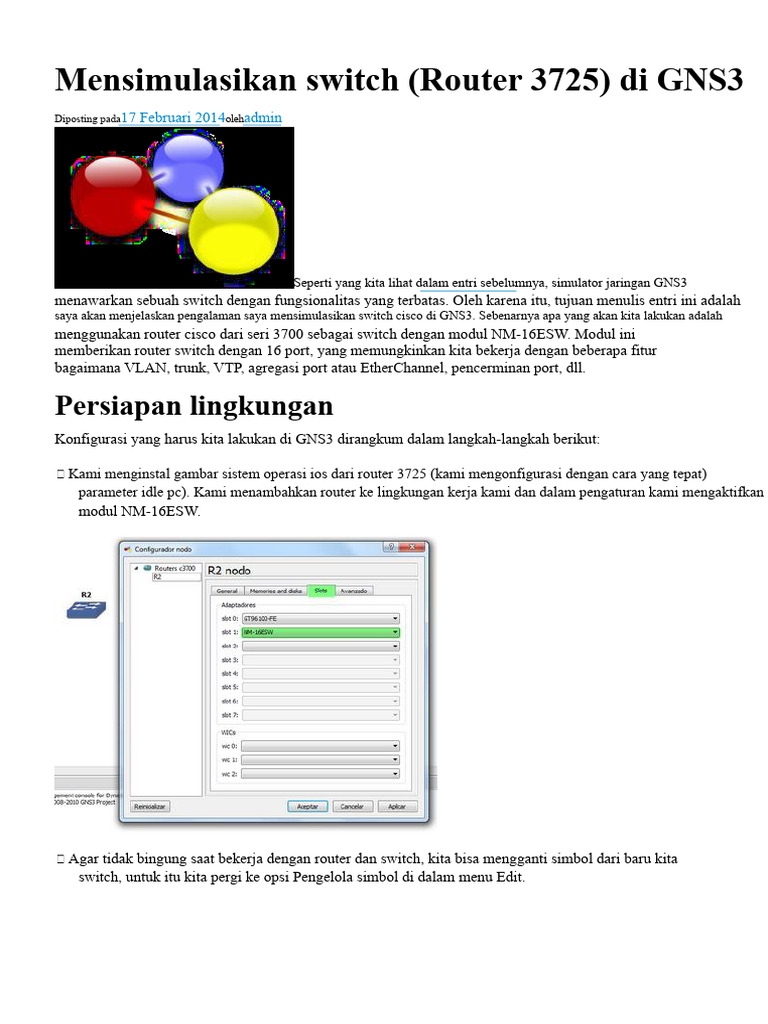 Simulasi Switch Cisco di GNS3 | PDF