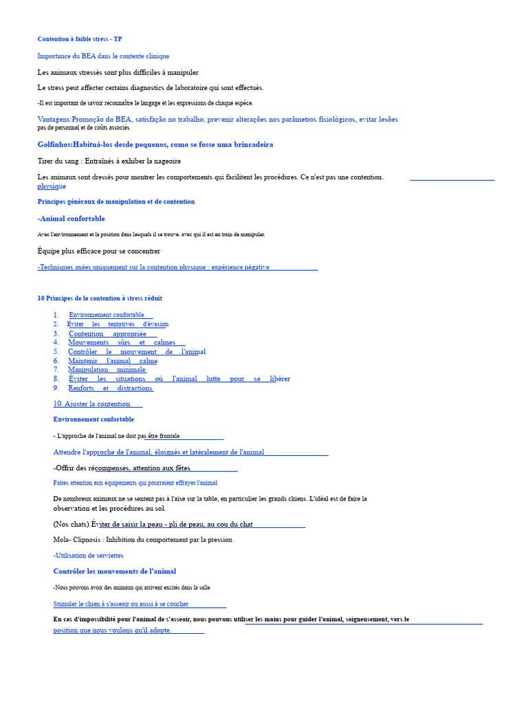 Contention animale à faible stress : Guide pratique | PDF | Stress ...