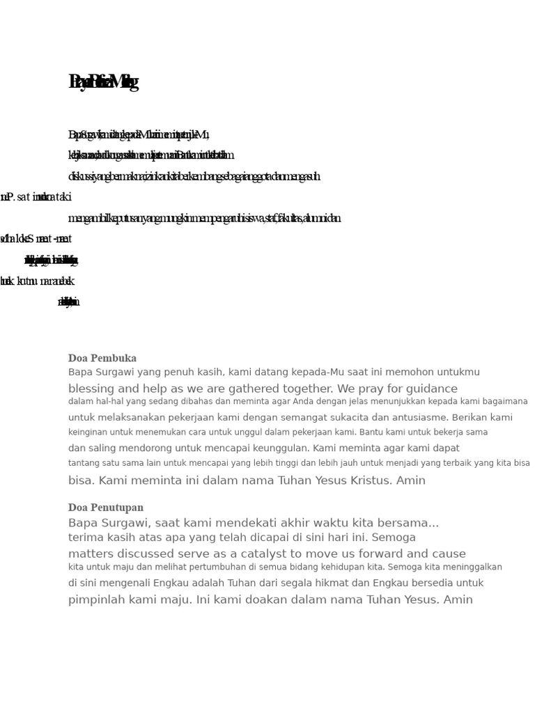 Doa Pembuka dan Penutupan Pertemuan | PDF