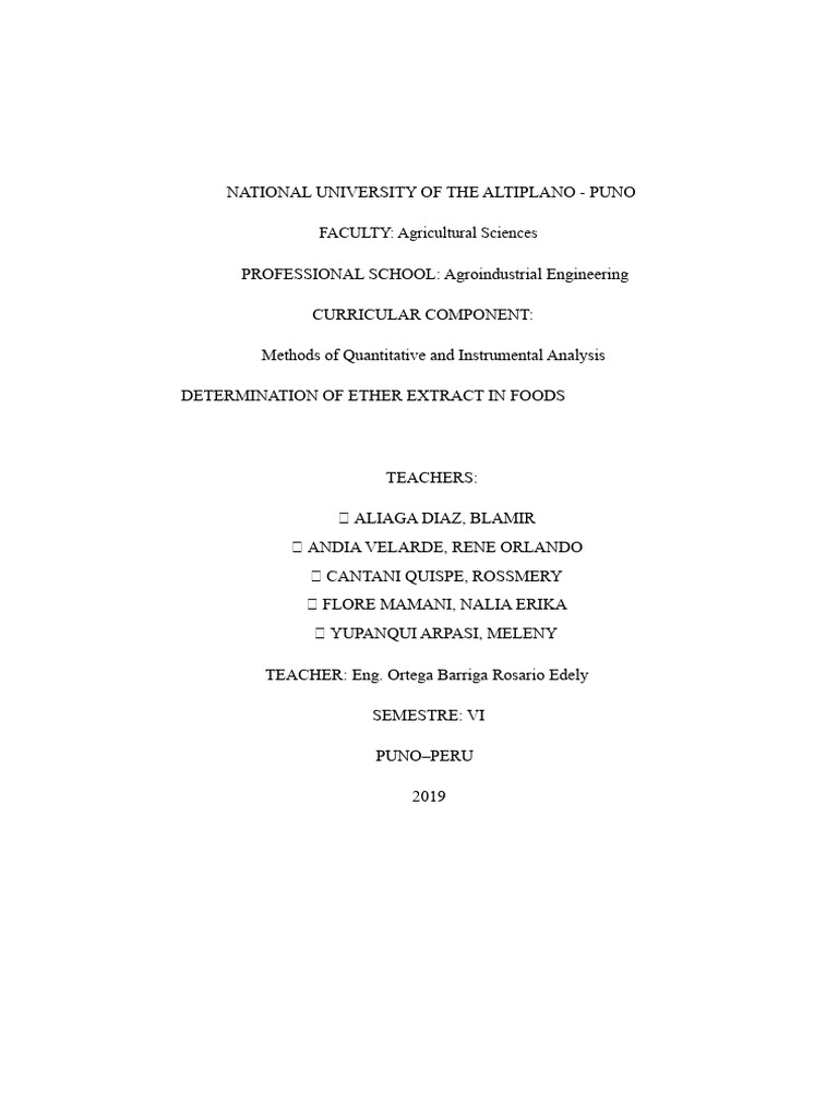 Ether Extract Analysis in Foods | PDF | Lipid | Fatty Acid