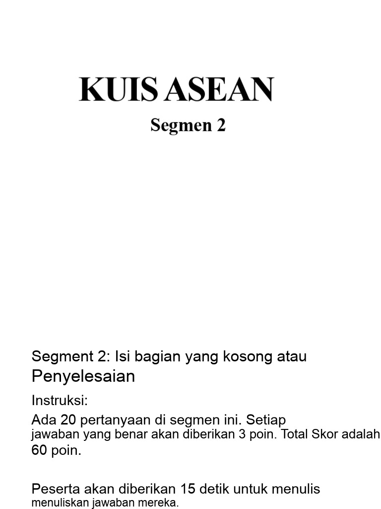 Kuis Pengetahuan Dasar ASEAN | PDF