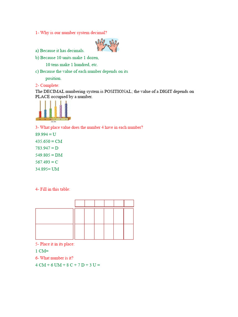 Test Decimal System | PDF | Numbers | Number Theory