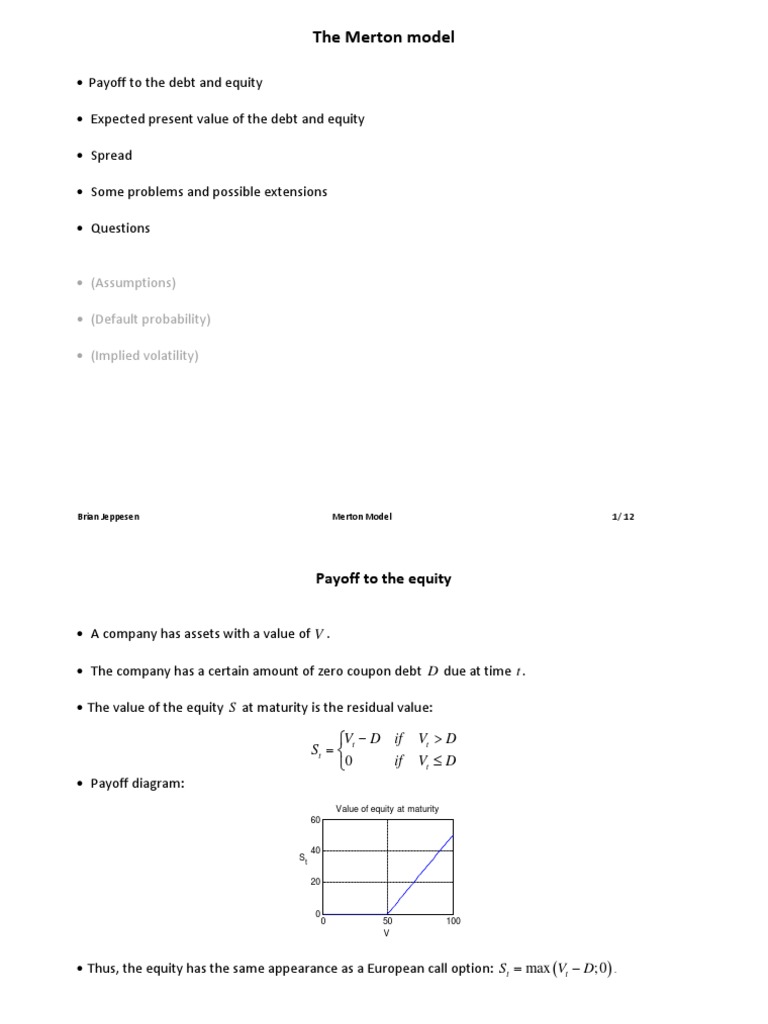 Merton Model: Debt and Equity Analysis | PDF | Equity (Finance ...