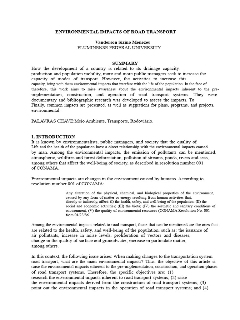 Environmental Impacts of Road Transport | PDF | Environmental ...