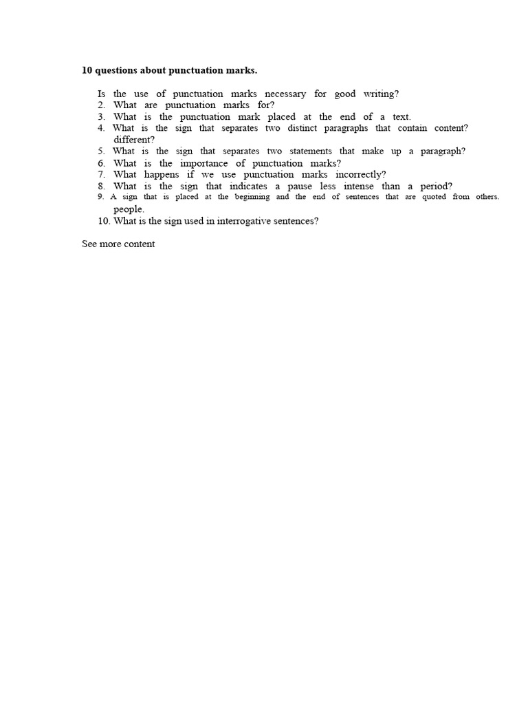 10 Questions About Punctuation Marks | PDF