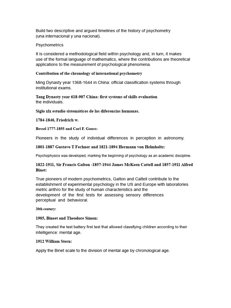 Build Two Descriptive and Reasoned Timelines of The History of ...
