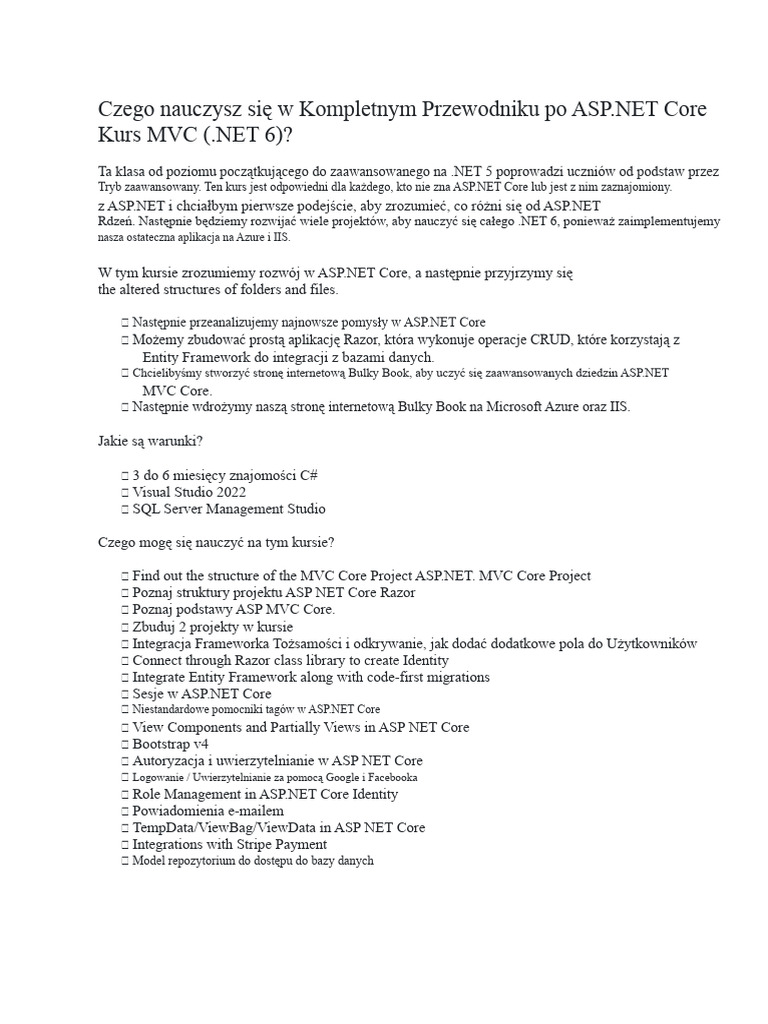 ASP.NET Core MVC (.NET 6) | PDF