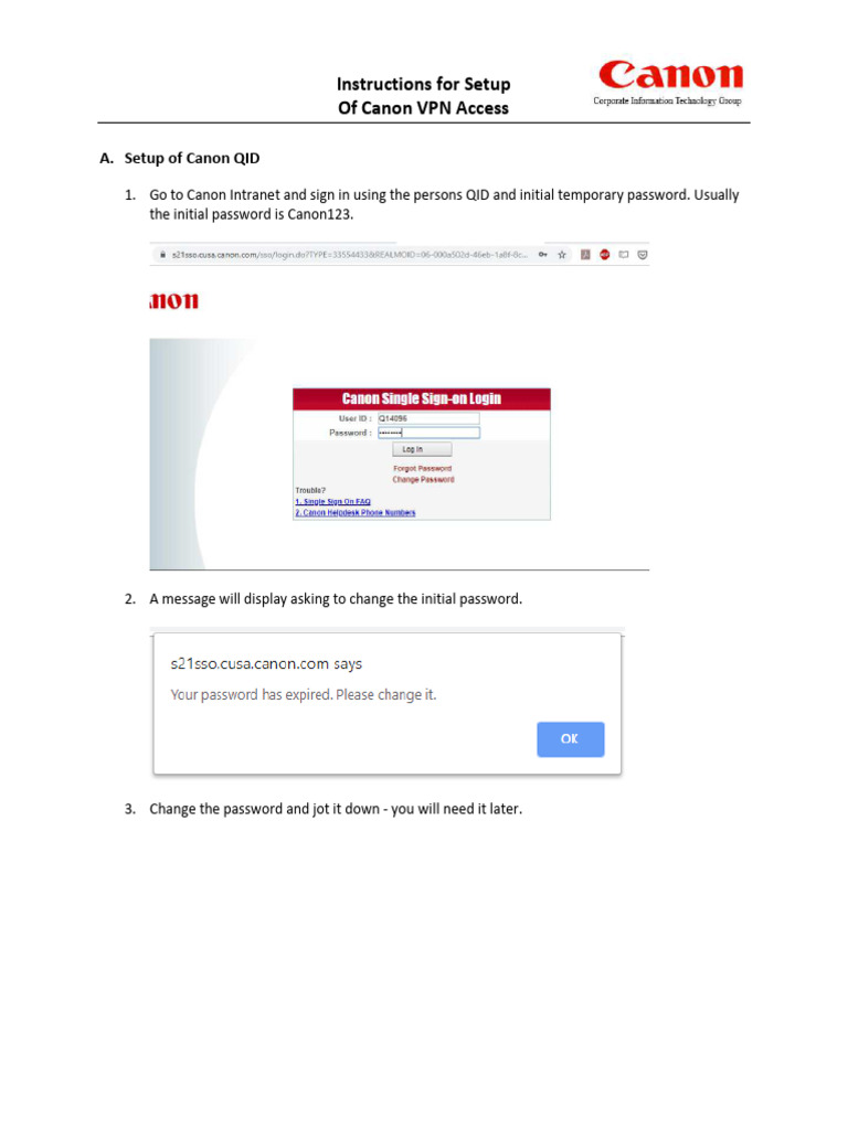 Canon QID Initial Setup Instructions | PDF