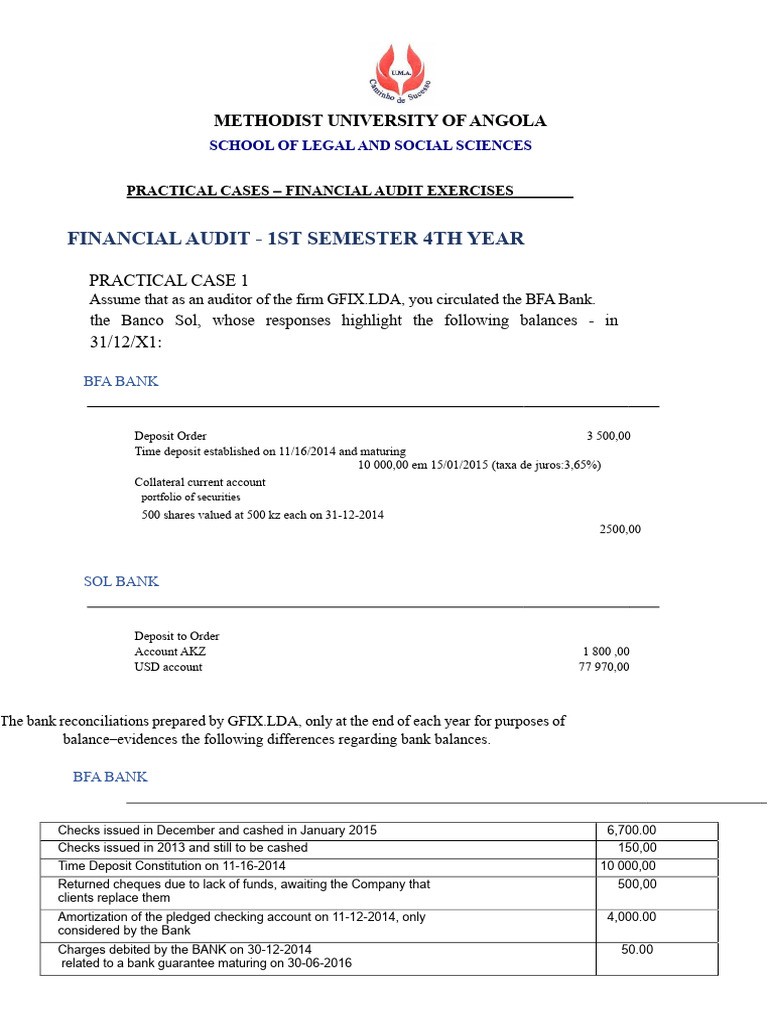 Practical Cases - Exercises - Financial Audit - Solution Part I | PDF ...
