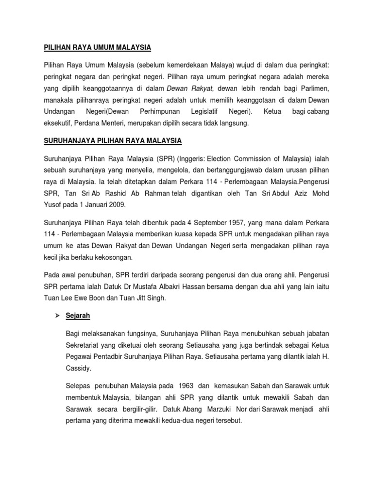 Pilihan Raya Umum Malaysia | PDF