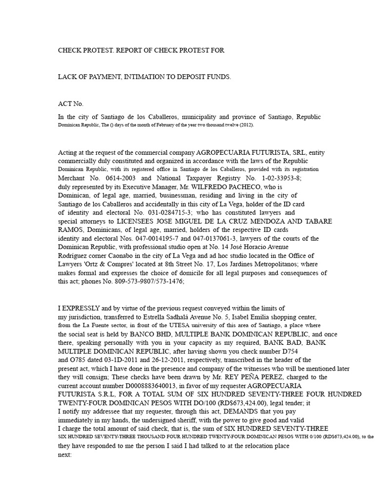 Protest of Check Act | PDF | Government | Common Law