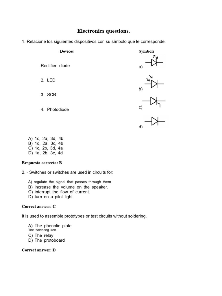 10 Questions From The Subject of Electronics Proposed | PDF | Field ...