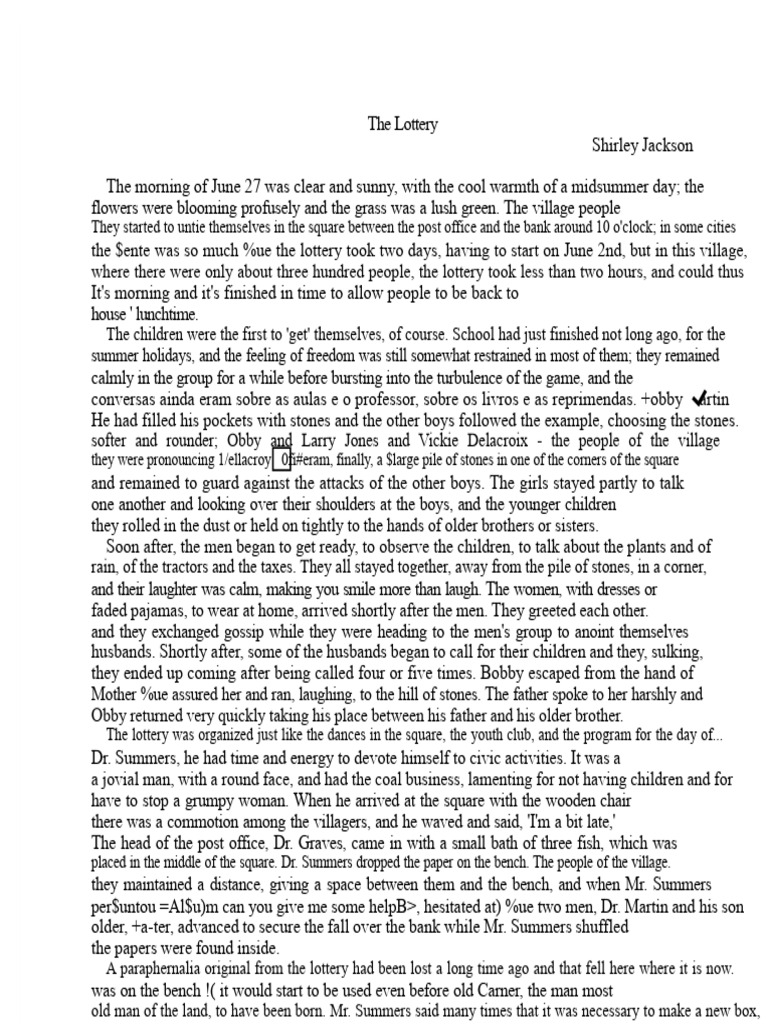 The Lottery by Shirley Jackson | PDF