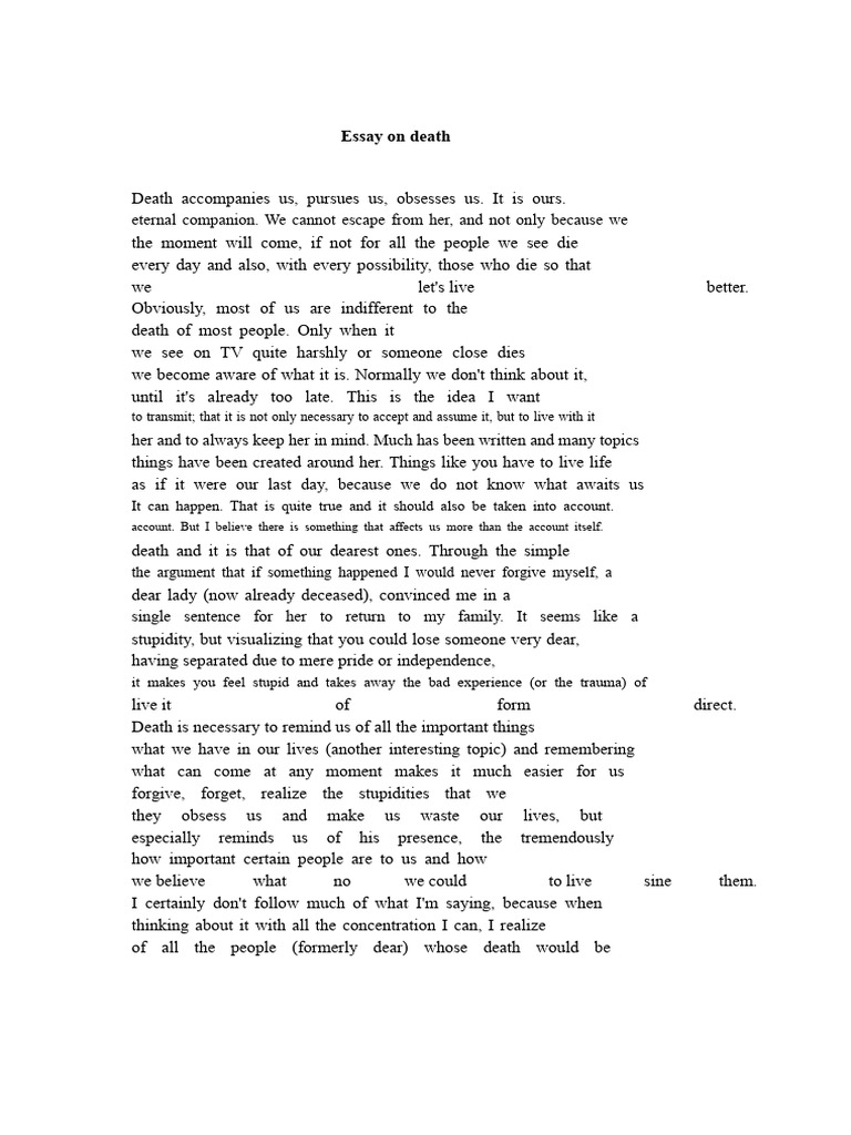 Essay On Death | PDF | Death | Soul