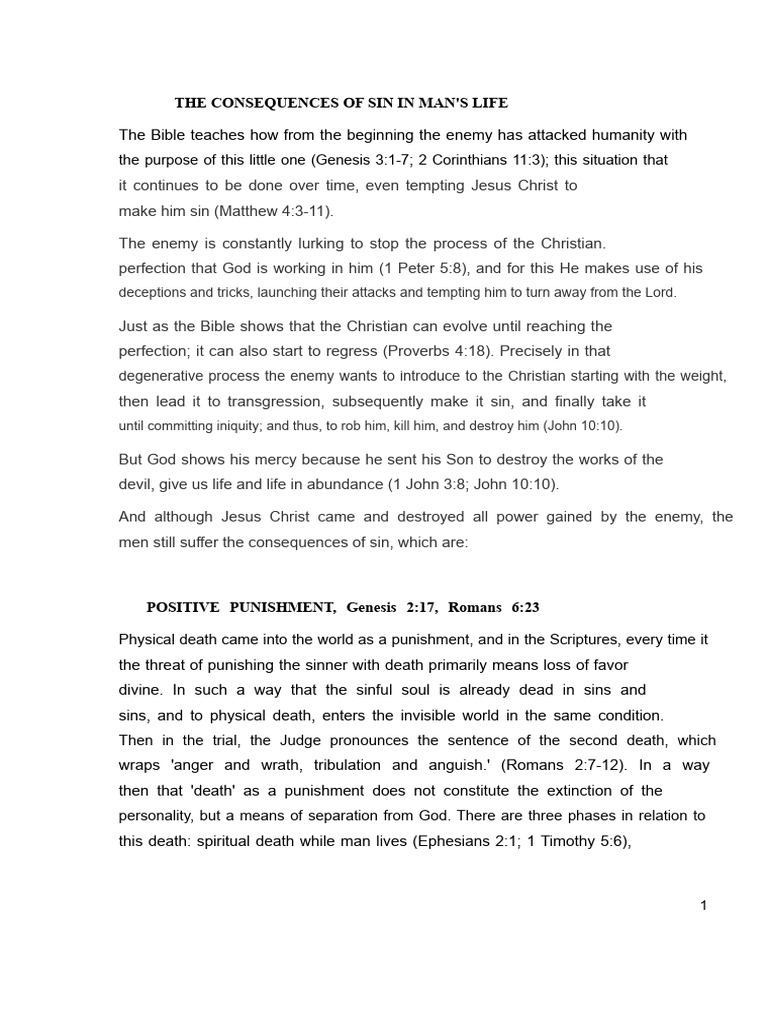 Consequences of Sin in Christian Life | PDF | Sin | Original Sin