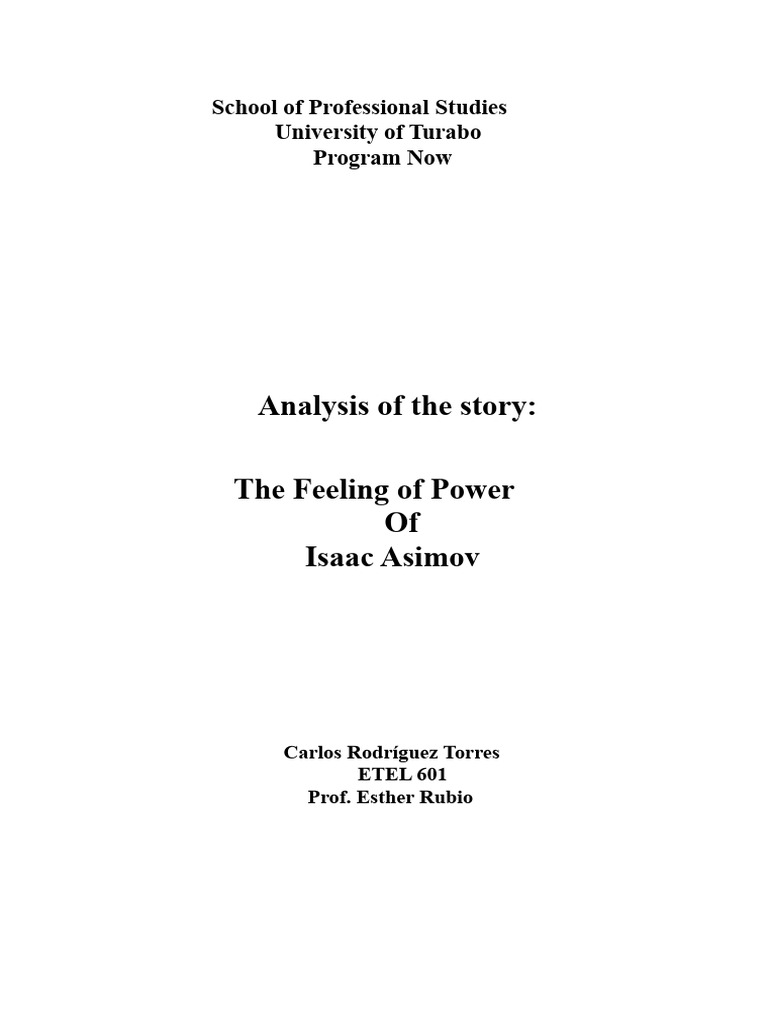 Asimov's "The Feeling of Power" Analysis | PDF | Thought | Cognitive ...