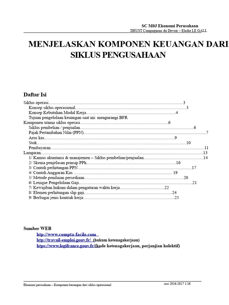 Komponen Keuangan Siklus Operasional | PDF
