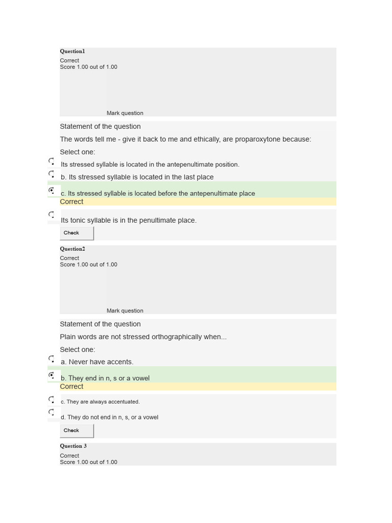 Spanish Phonetics and Stress Patterns Quiz | PDF | Stress (Linguistics ...
