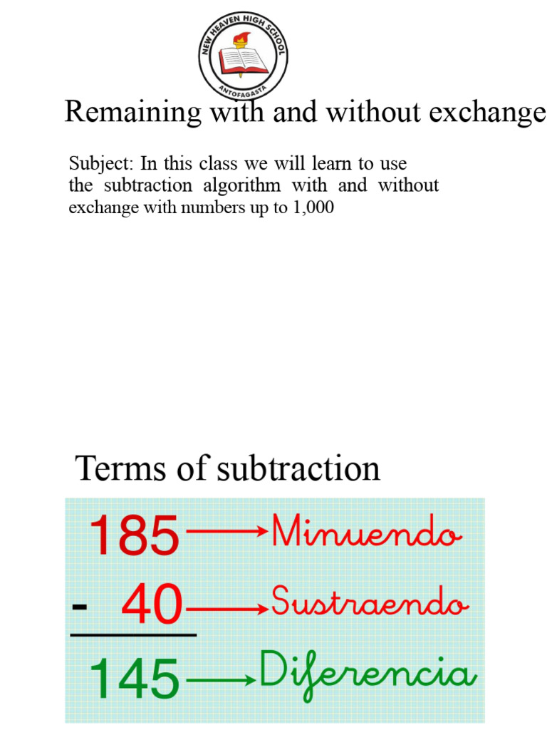 Subtract Without and With Exchange | PDF | Subtraction | Arithmetic