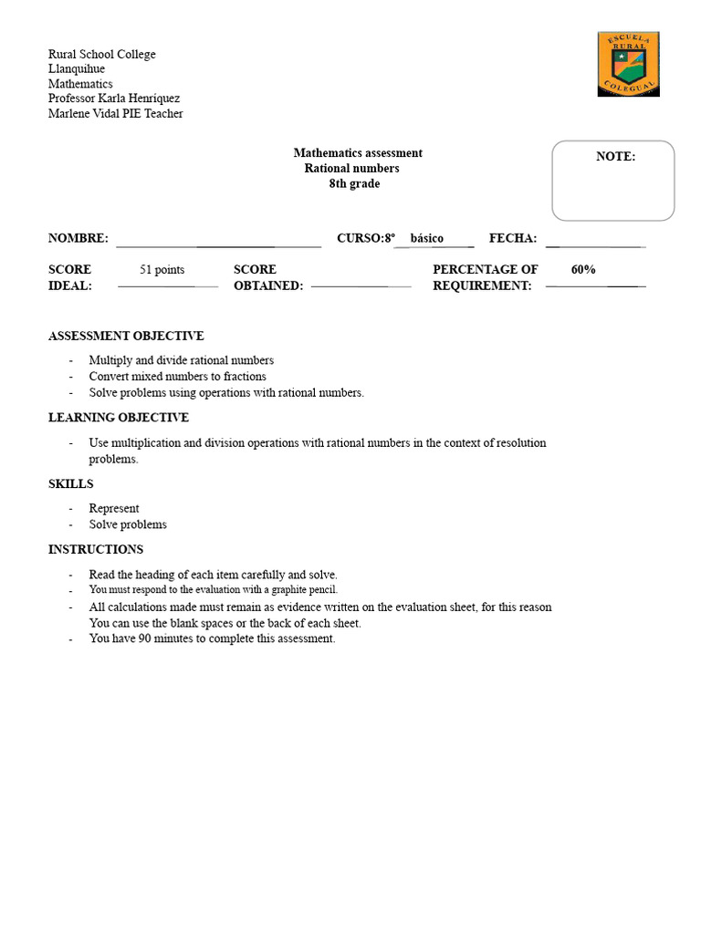 Rational Multiplication and Division 8th Grade | PDF | Multiplication ...