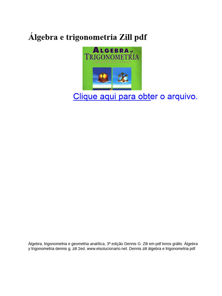 Álgebra e Trigonometria Zill PDF | PDF | Álgebra | Geometria