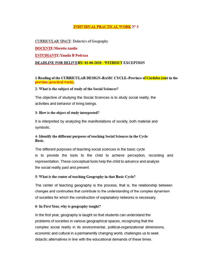 Individual Practical Work No. 3 | PDF | Geography | Social Sciences