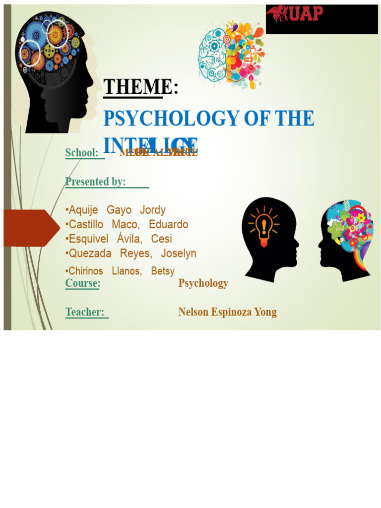 Psychology of Intelligence - ppt-1 | PDF | Intelligence | Psychological ...