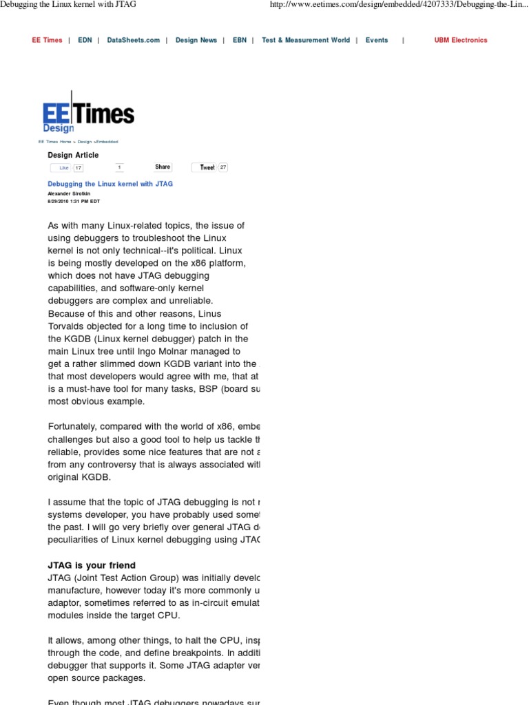 Debugging The Linux Kernel With Jtag Pdf Arm Architecture Linux