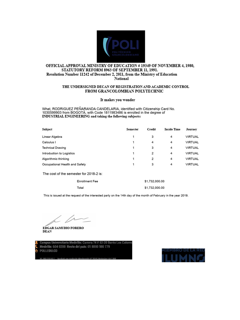 Grade Certificate 2nd Period 2018 | PDF
