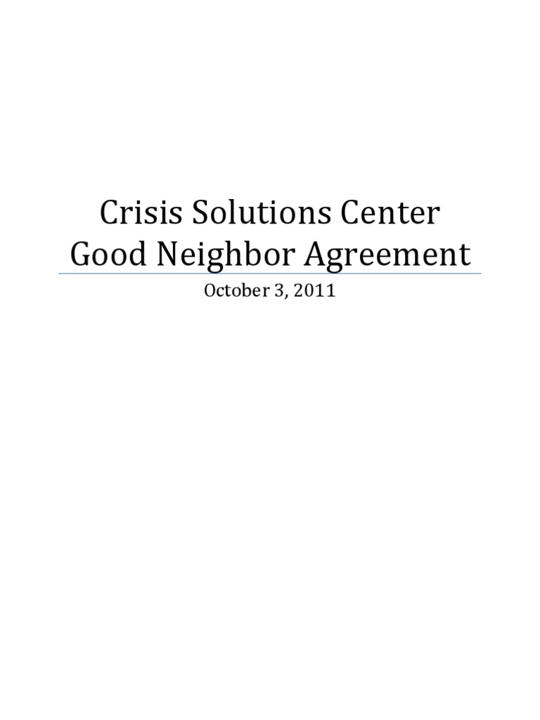 Crisis Solutions Center Good Neighbor Agreement 10-03-2011 | PDF ...