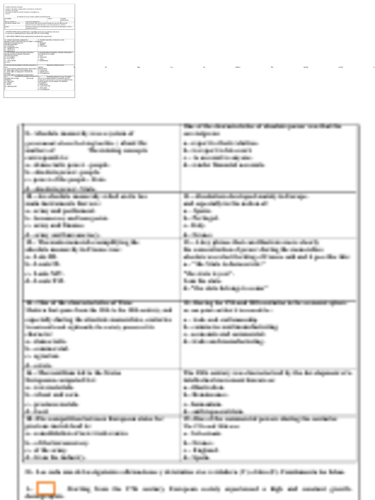 8th Grade Absolute Monarchy Evaluation | PDF | Age Of Enlightenment ...